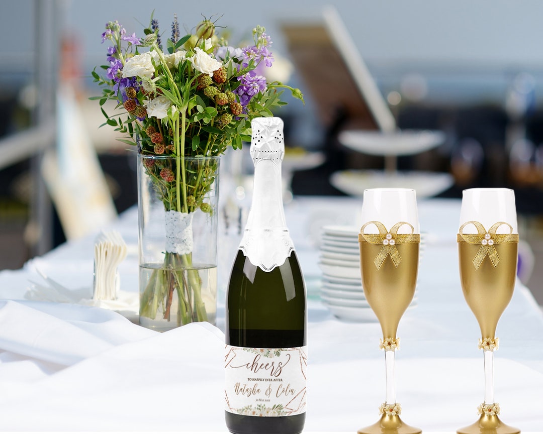 Wedding Regular Champagne Bottle Labels Ivory Champagne Custom ...