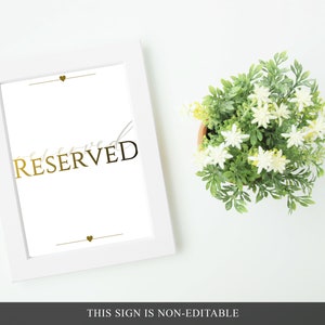 Wedding Reserved Table Sign Minimalistic Seating Printable - Etsy