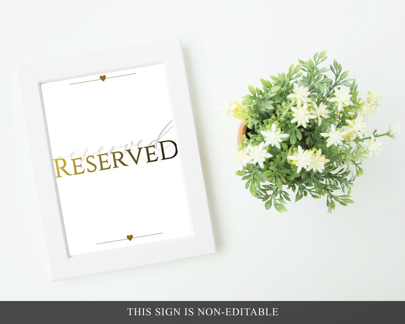 Wedding Reserved Table Sign Minimalistic Seating Printable - Etsy