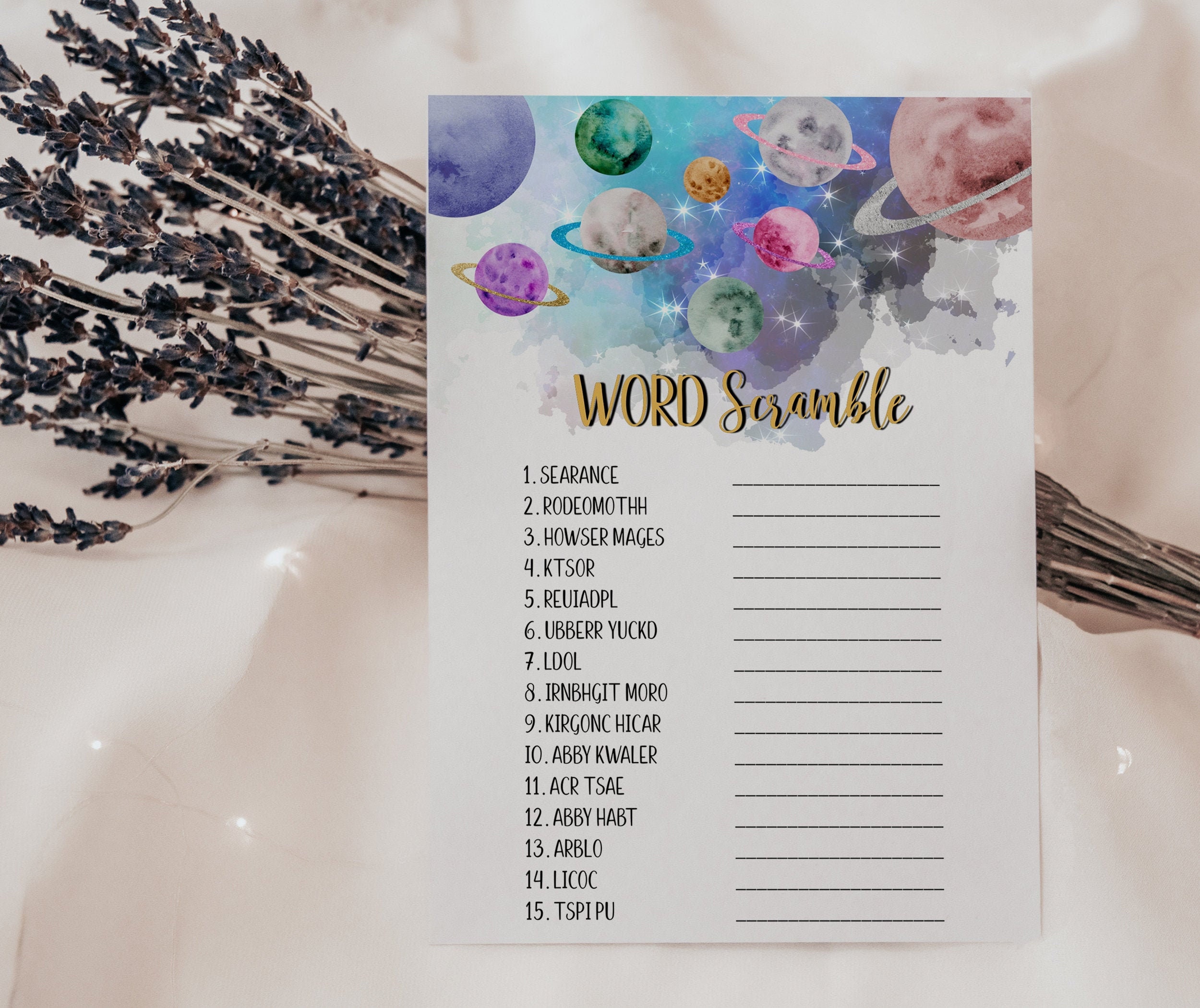 Solar System Scramble Words