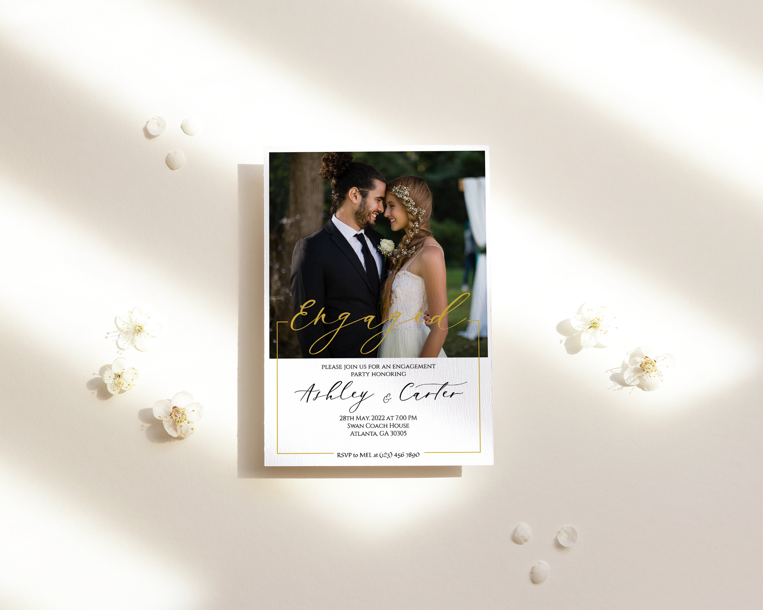 Engagement Party Invitation Photo Template Minimalistic Wedding ...