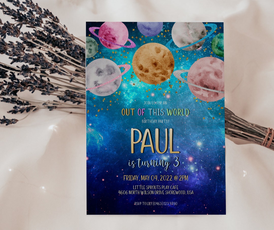 Solar System Birthday Invitation, Planets Editable Template Printable ...