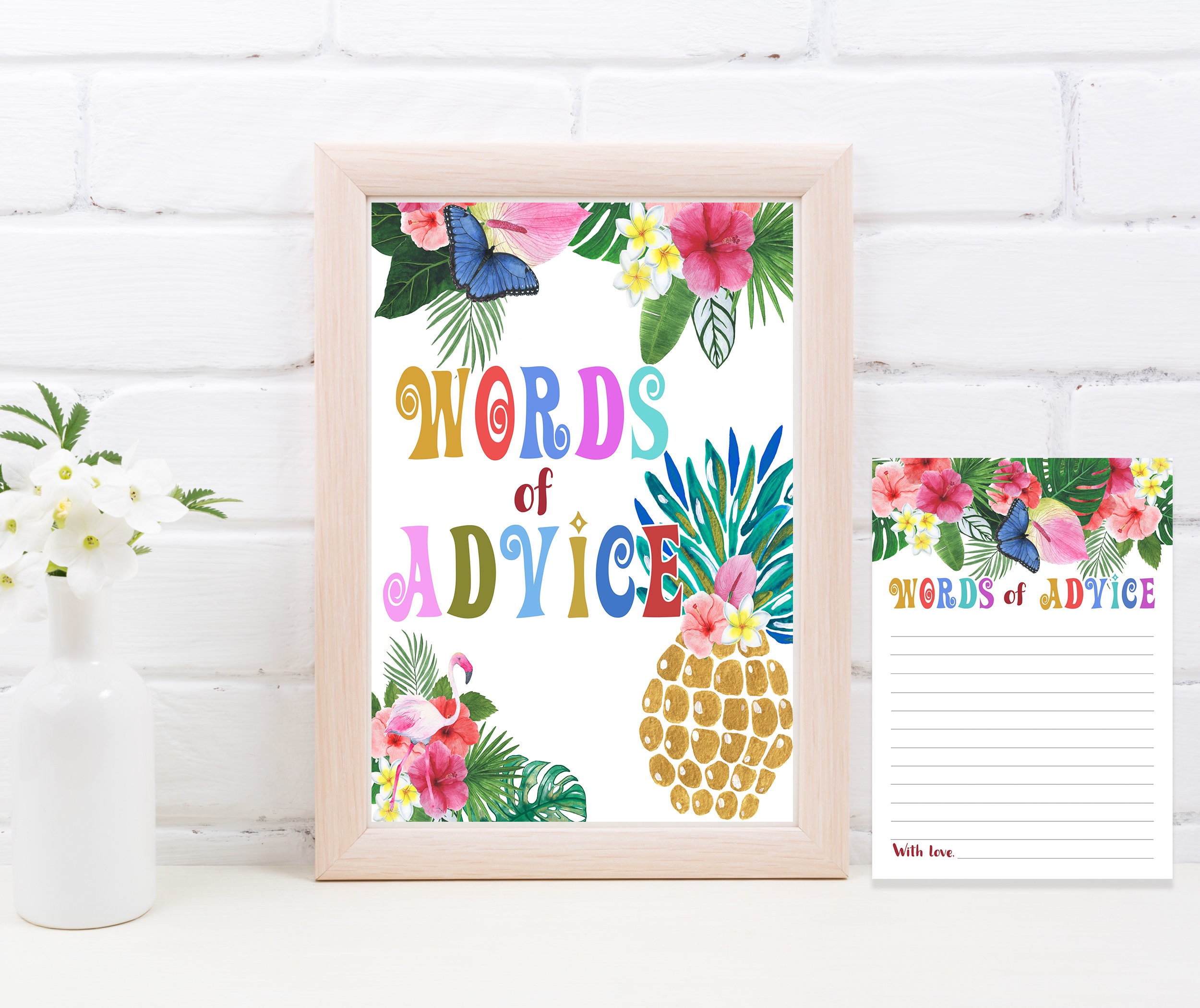 Tropical Words of Advice Card & Sign Greenery Game Floral - Etsy UK