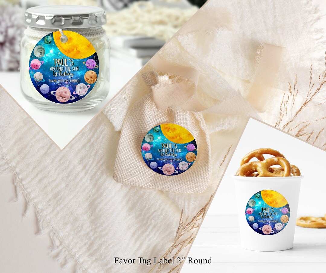 Solar System Birthday Thank You Tag, Planets Template Editable Favor ...