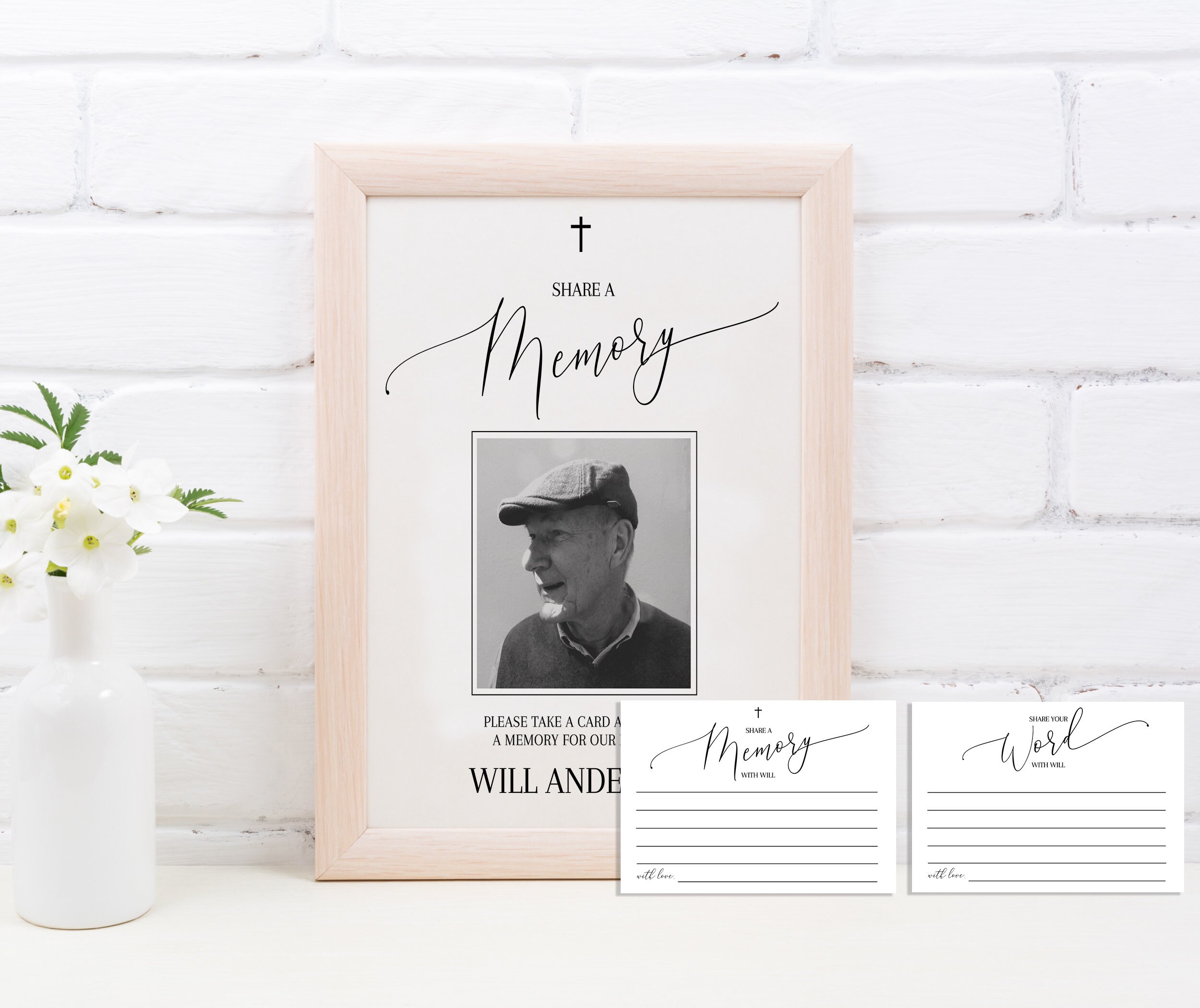 Minimalistic Funeral Photo Signs & Cards Bundle, Forever in Our Hearts ...