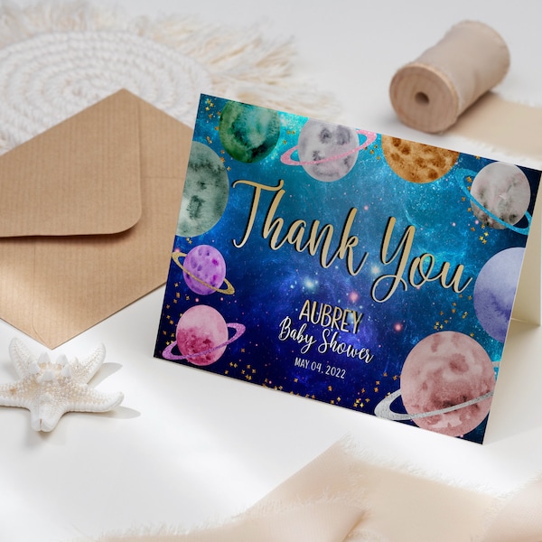 Solar System Thank You Card - Etsy