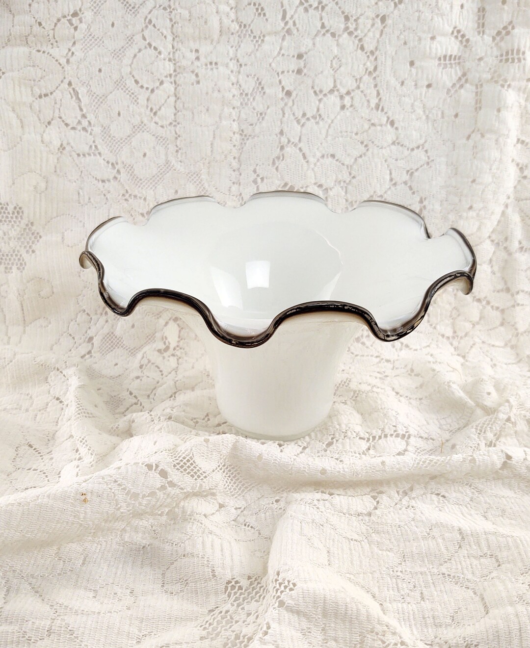 Antique Lamp Shade Skirt Ruffled Edge Milk Glass - Etsy