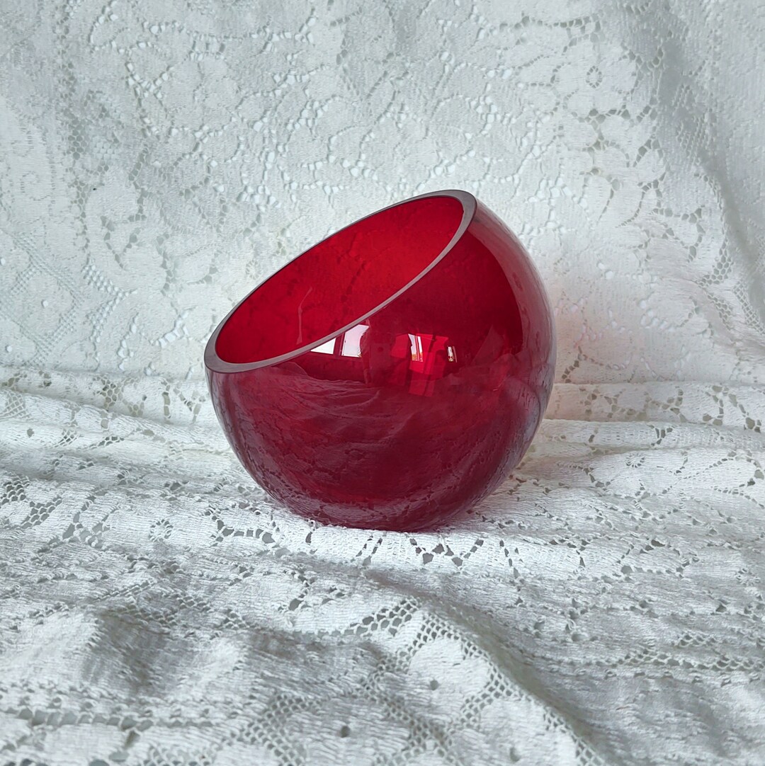 Colony Glass - Mid Century Ruby Vase - off Center Opening - Etsy