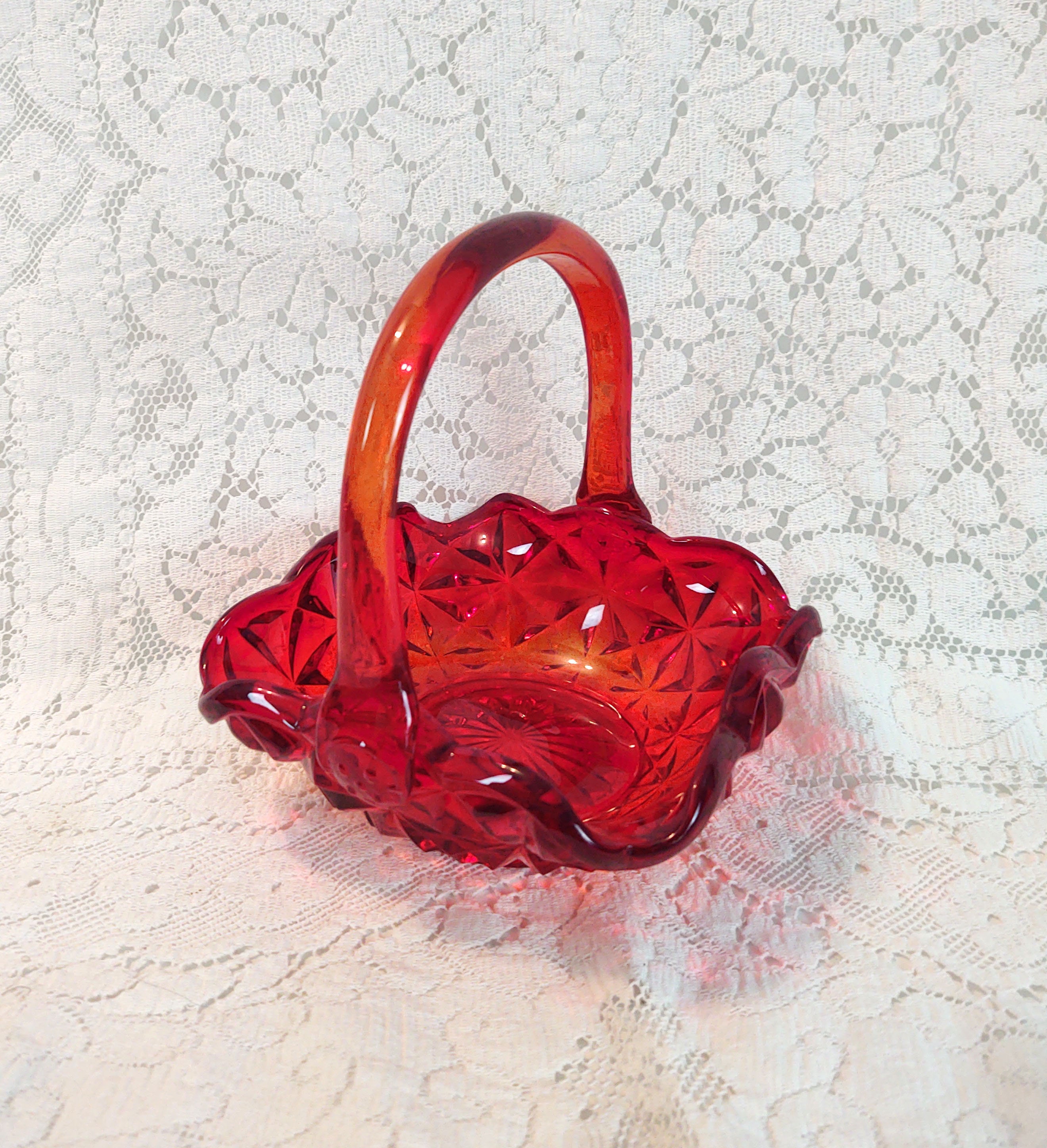 Indiana Glass - Amberina Glass Basket - Vintage - Etsy