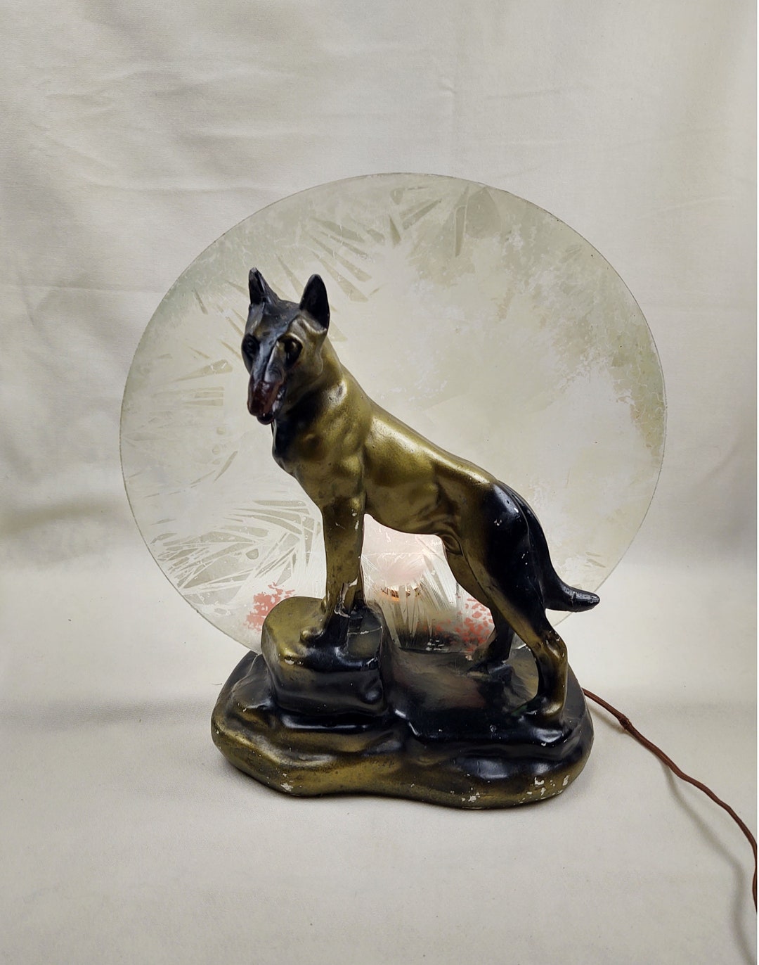 Chalkware - Carnival - Dog Lamp - Wolf Hound - With Shade - Etsy