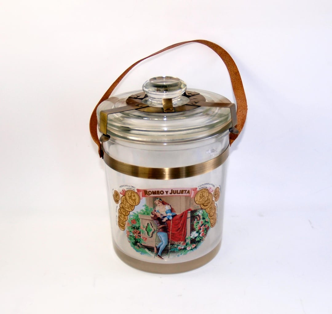 Romeo Y Julieta Logo Glass Humidor NO LINER Leather Brass Lid Dominican ...