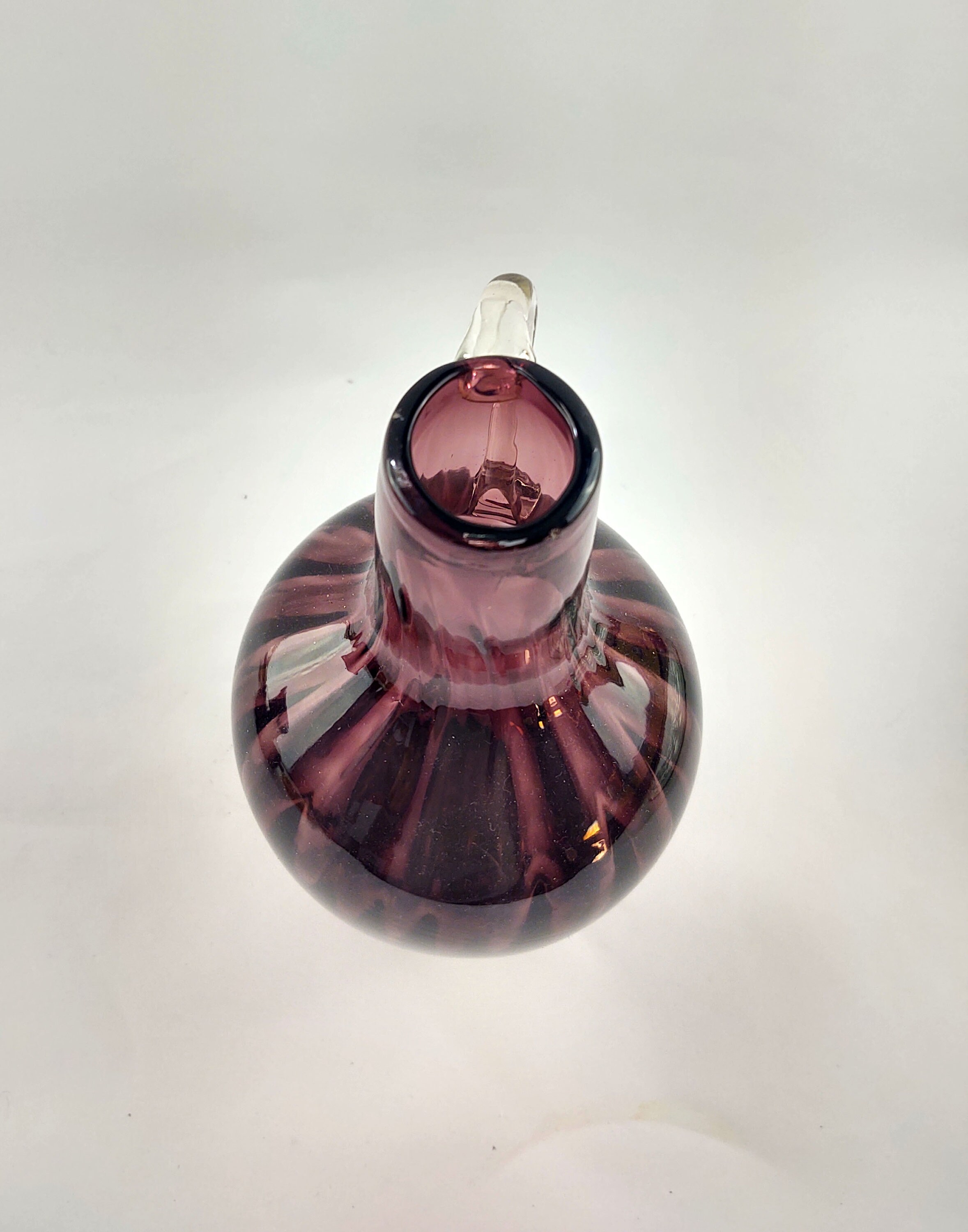 Beacon Glass Company OMN No. 123 Purple Glass Optic Barrel Jug Hand ...