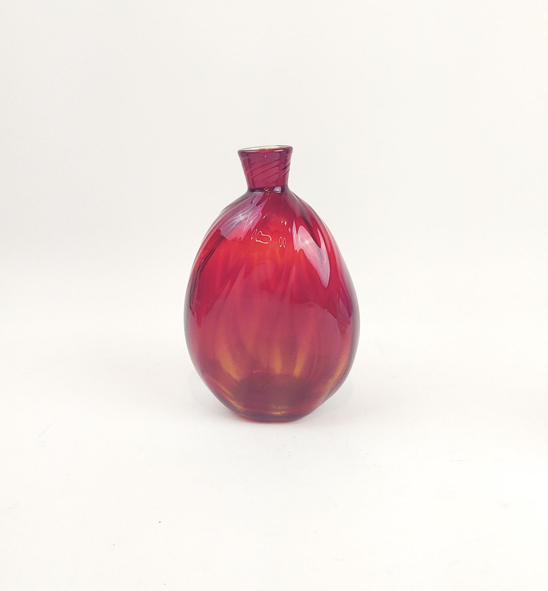 Art Glass - Amberina - Optic - Handblown - Vase - Flask - Etsy