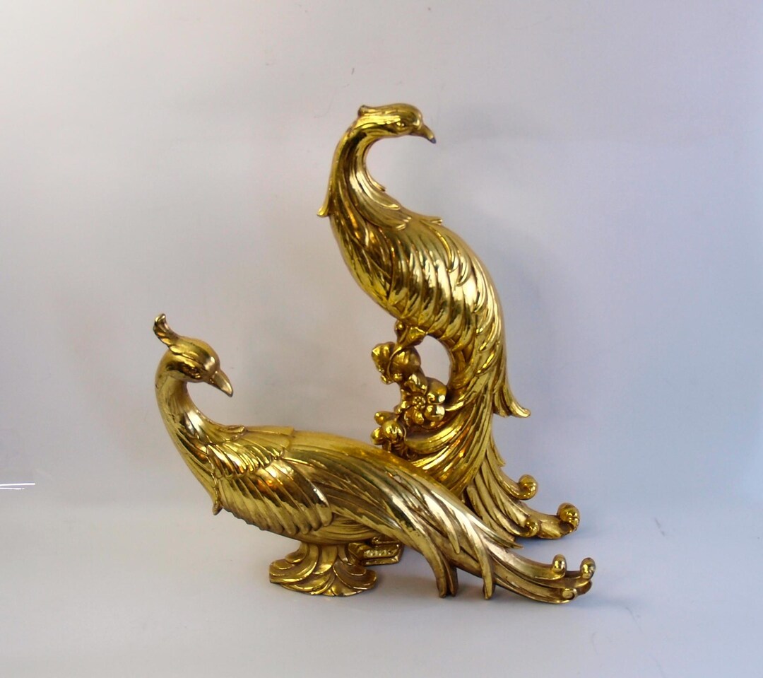 SYROCO Pheasant Peacock Bird Sculptures Gilt Golden - Etsy