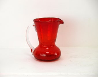Red Glass Pitcher - Etsy