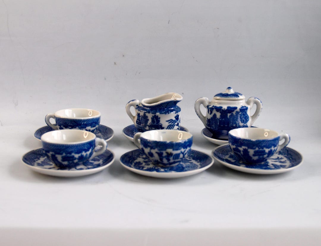 Vintage Blue Willow Childs Tea Set - Etsy