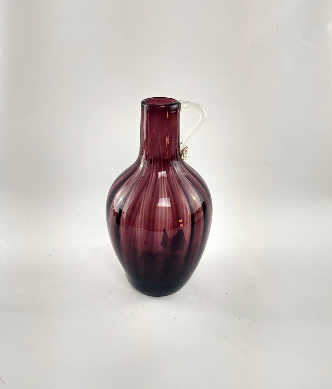 Beacon Glass Company OMN No. 123 Purple Glass Optic Barrel Jug Hand ...