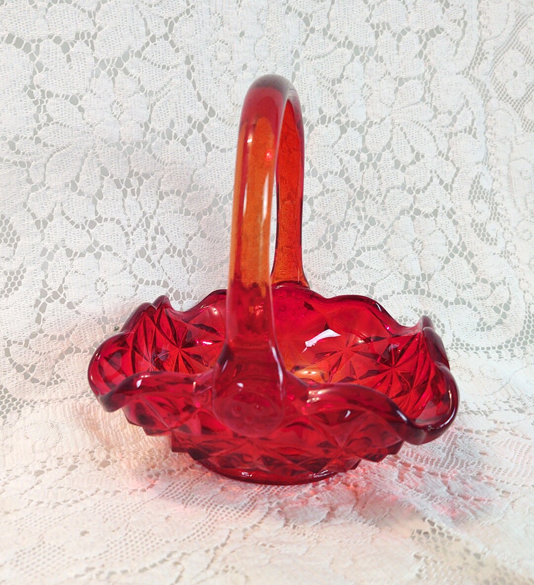 Indiana Glass - Amberina Glass Basket - Vintage - Etsy
