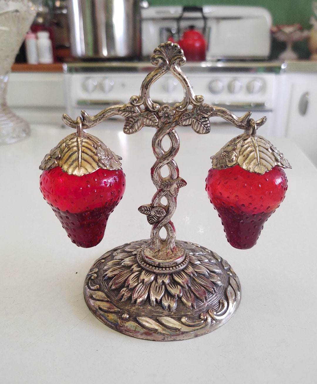 Hanging Glass Strawberry Salt and Pepper Shakers - Etsy