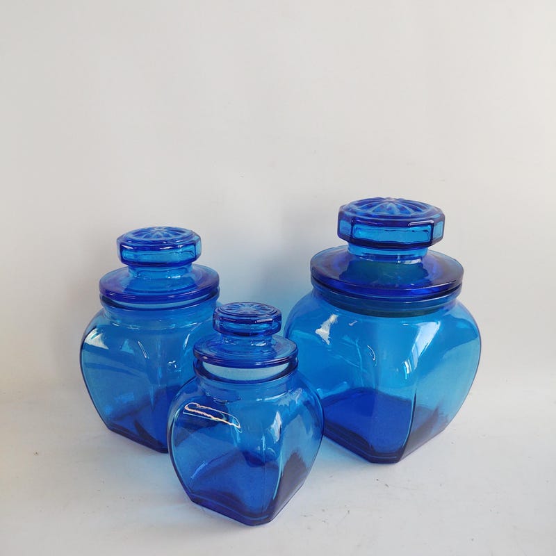Blue Cannisters - Etsy
