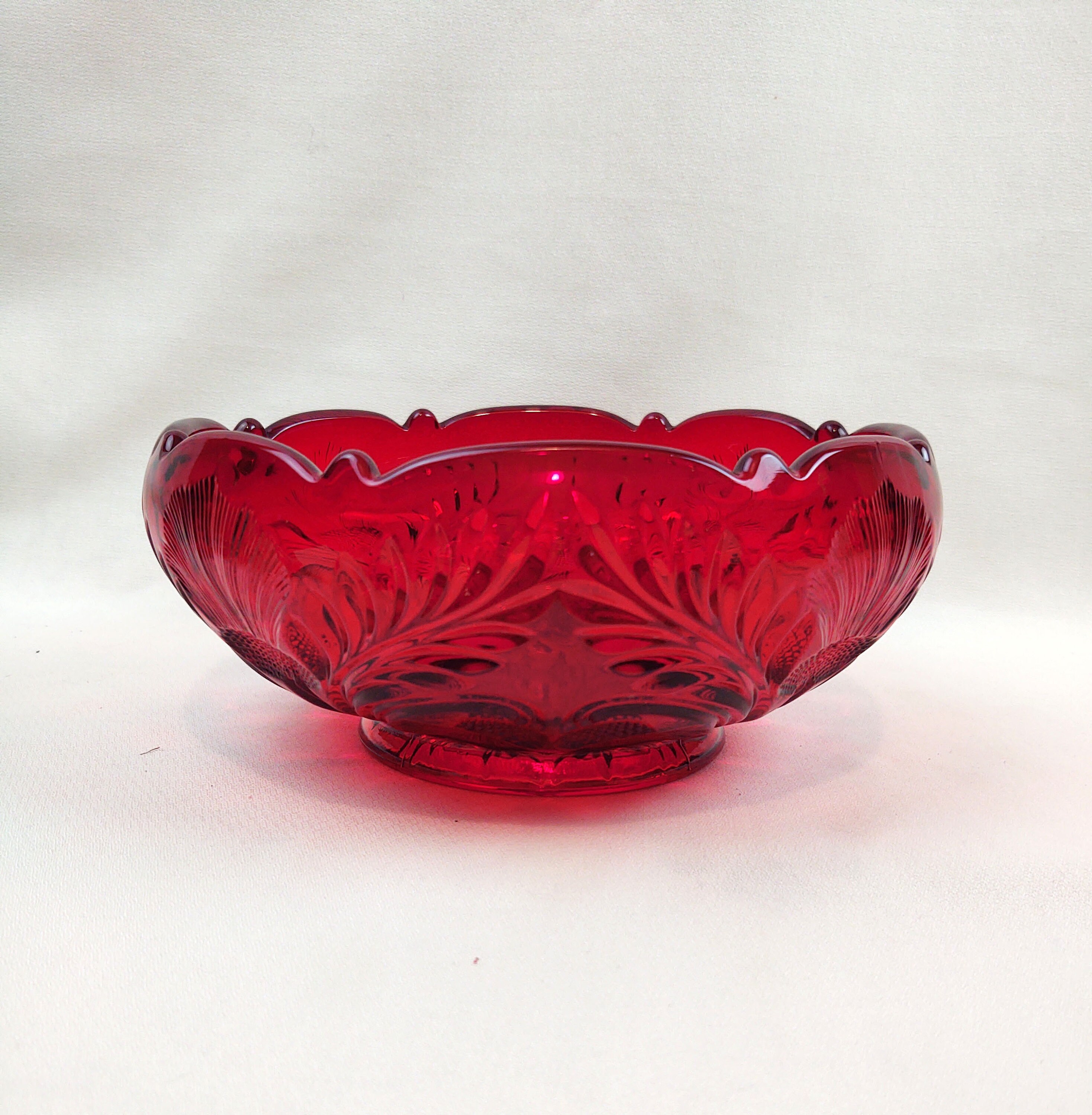 Mosser Serving Bowl 8 Inverted Thistle Ruby Red Fenton - Etsy