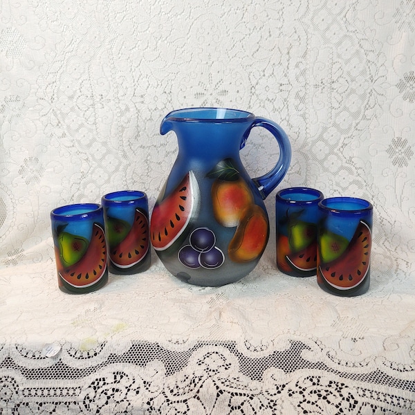 Mexican Pitcher and Glass Set - Etsy