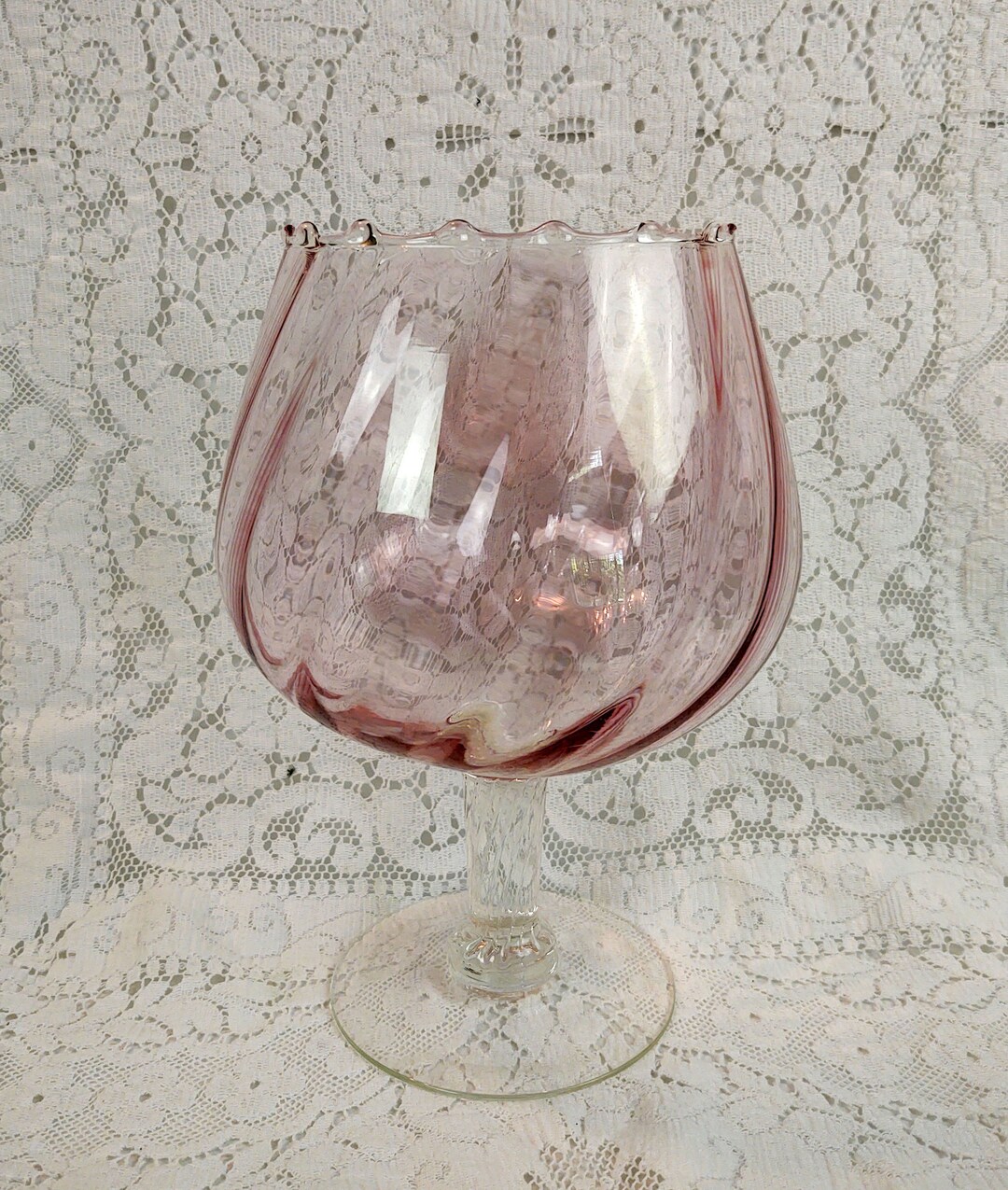 Empoli - Pink Glass - Twisted Stem - Brandy - Vase - Snifter - 11 ...