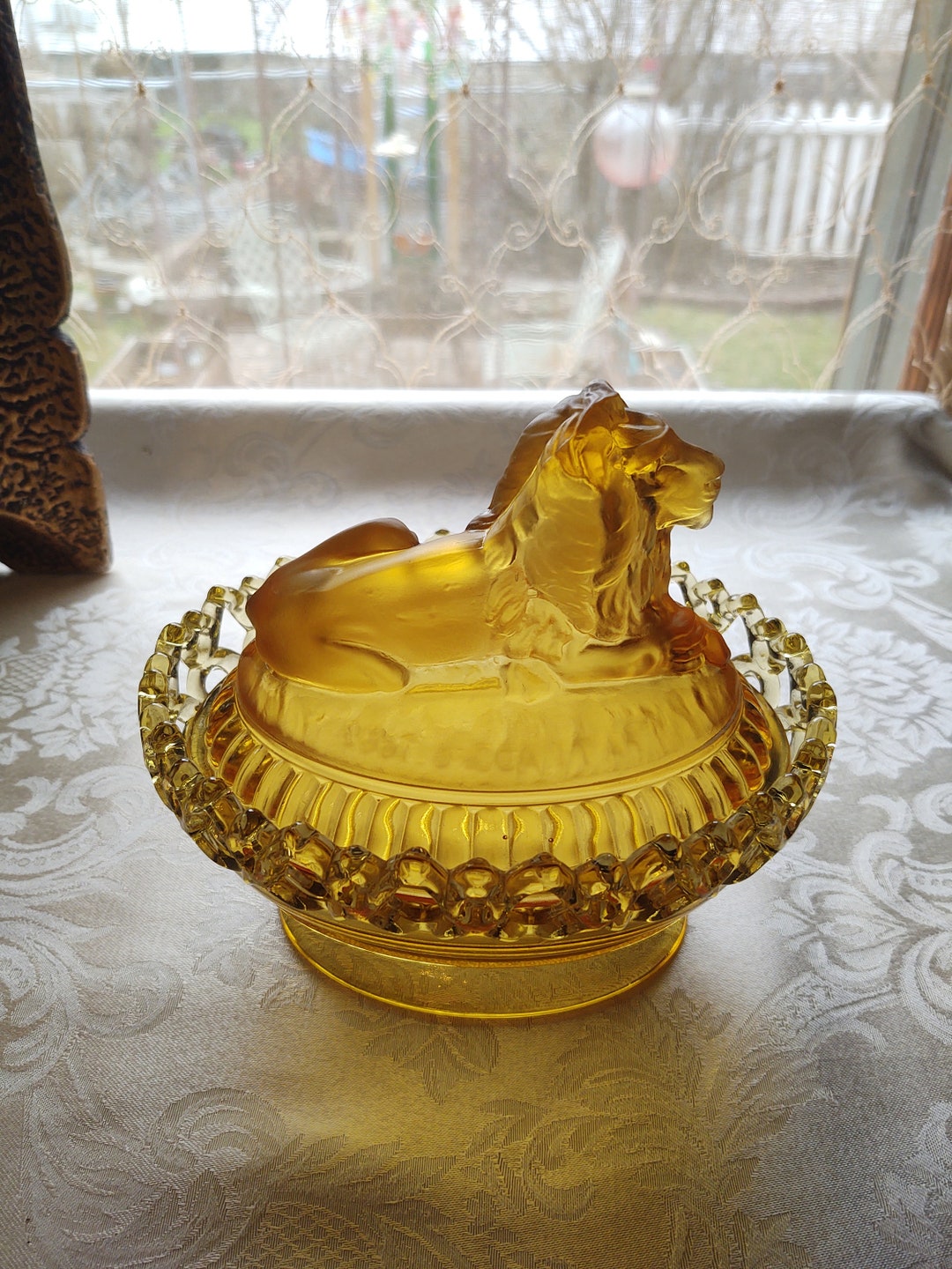 Imperial Glass - Nesting Lion - Antique - Etsy