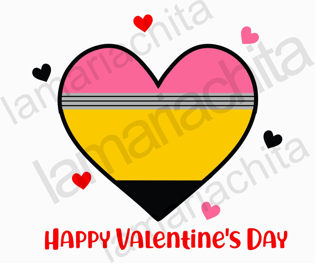 Happy Valentines Pencil Heart - Etsy
