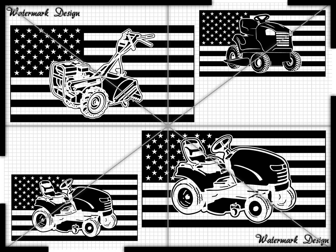 Lawn Mower Flag Distressted - Vector Clip Art Cut File-commercial ...