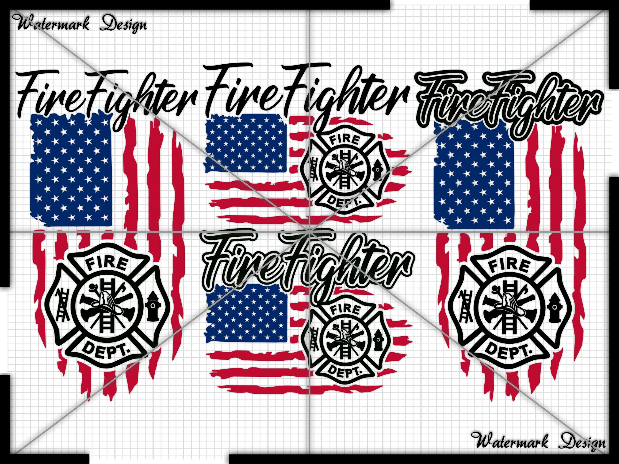 Fire Fighter Distressed Flag Logo Fire Fighter and Font Firefighter ...
