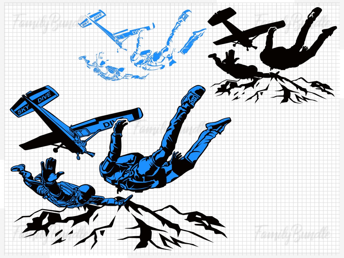 Sky Dive Man Sky Dive SVG 2 Thumbs up SVG Extreme Sport Svg - Etsy