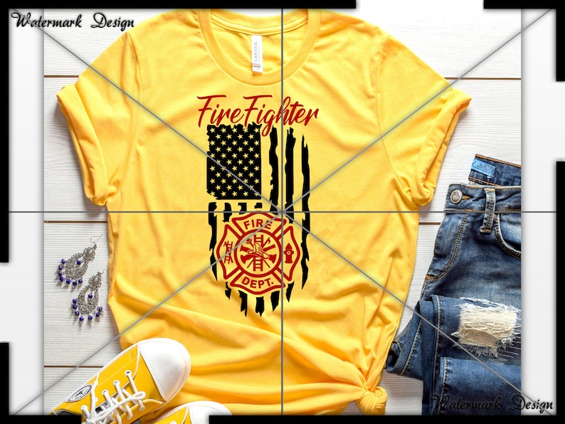 Fire Fighter Distressed Flag Logo Fire Fighter and Font Firefighter ...