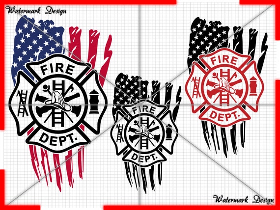 American Distressed Flag Fire Dept Thin Red Matter Thin Red | Etsy
