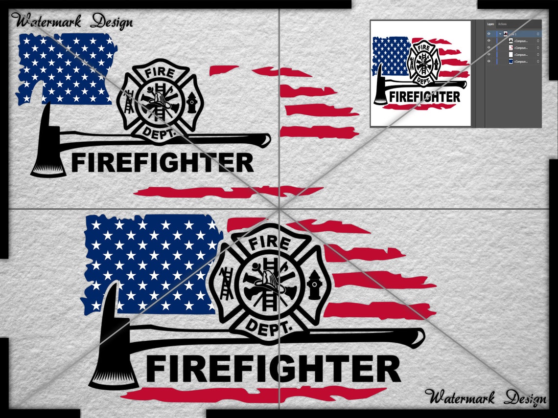 Fire Fighter Distressed Flag Logo Fire Fighter Background Axe - Etsy