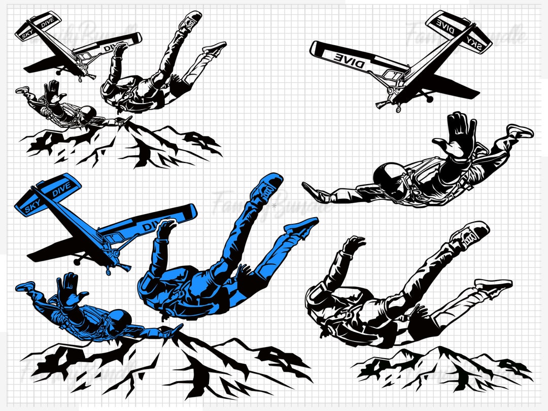 Sky Dive Man Sky Dive SVG 2 Thumbs up SVG Extreme Sport Svg Sky Divers ...
