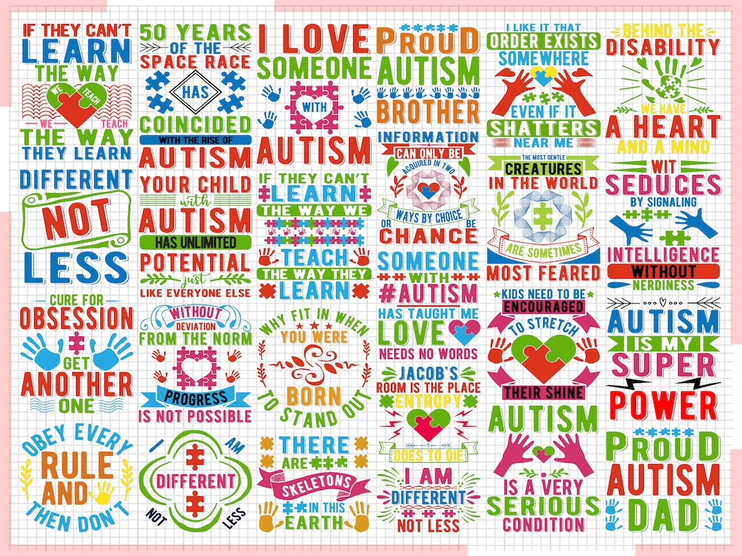 Autism Design Bundle, Autism Vector, Autism Svg, Autism Puzzle Svg, Be ...