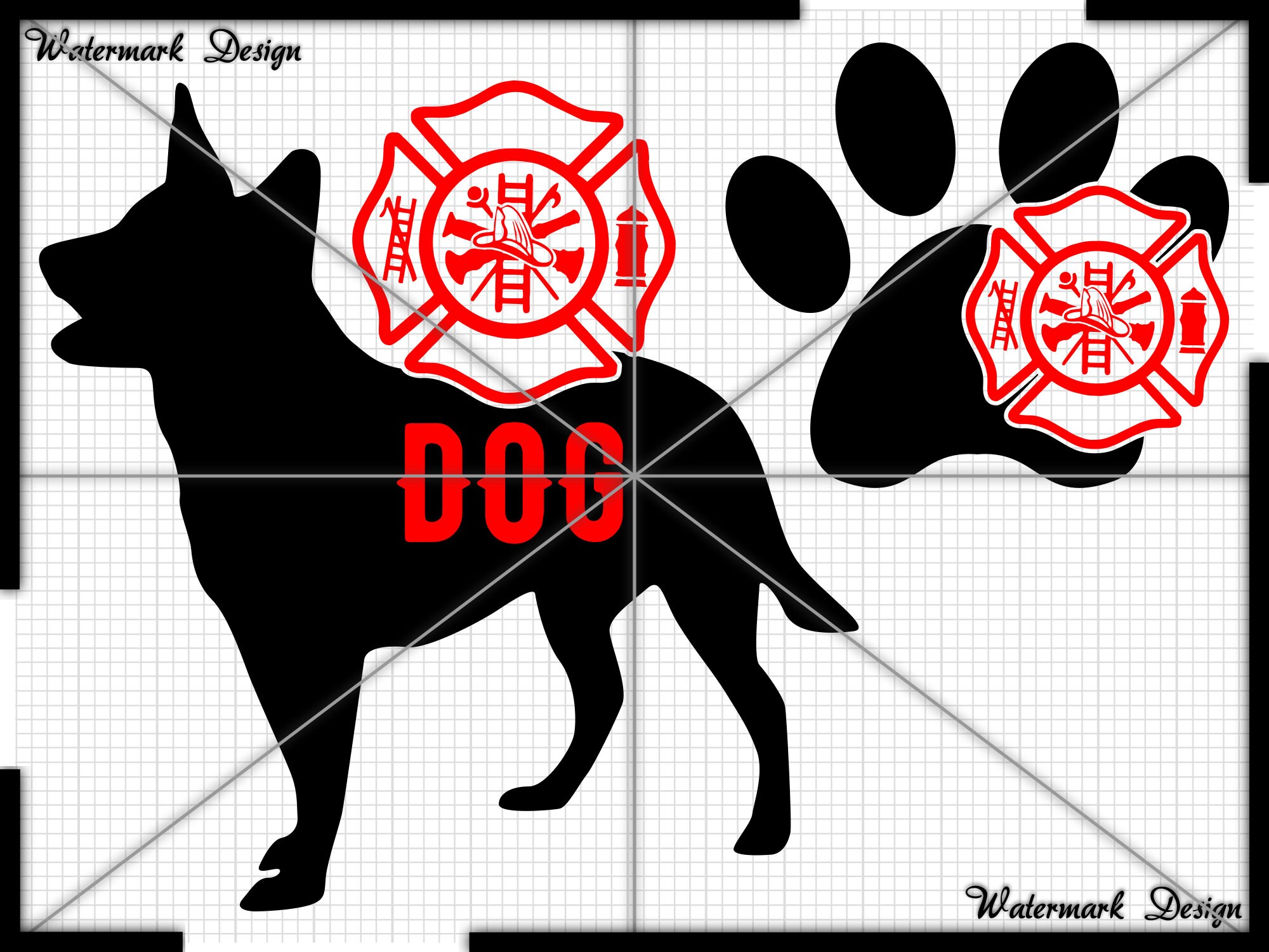 Fire Fighter of Dog Svg, Love Dog Firefighter Vector Clip Art Cut File ...