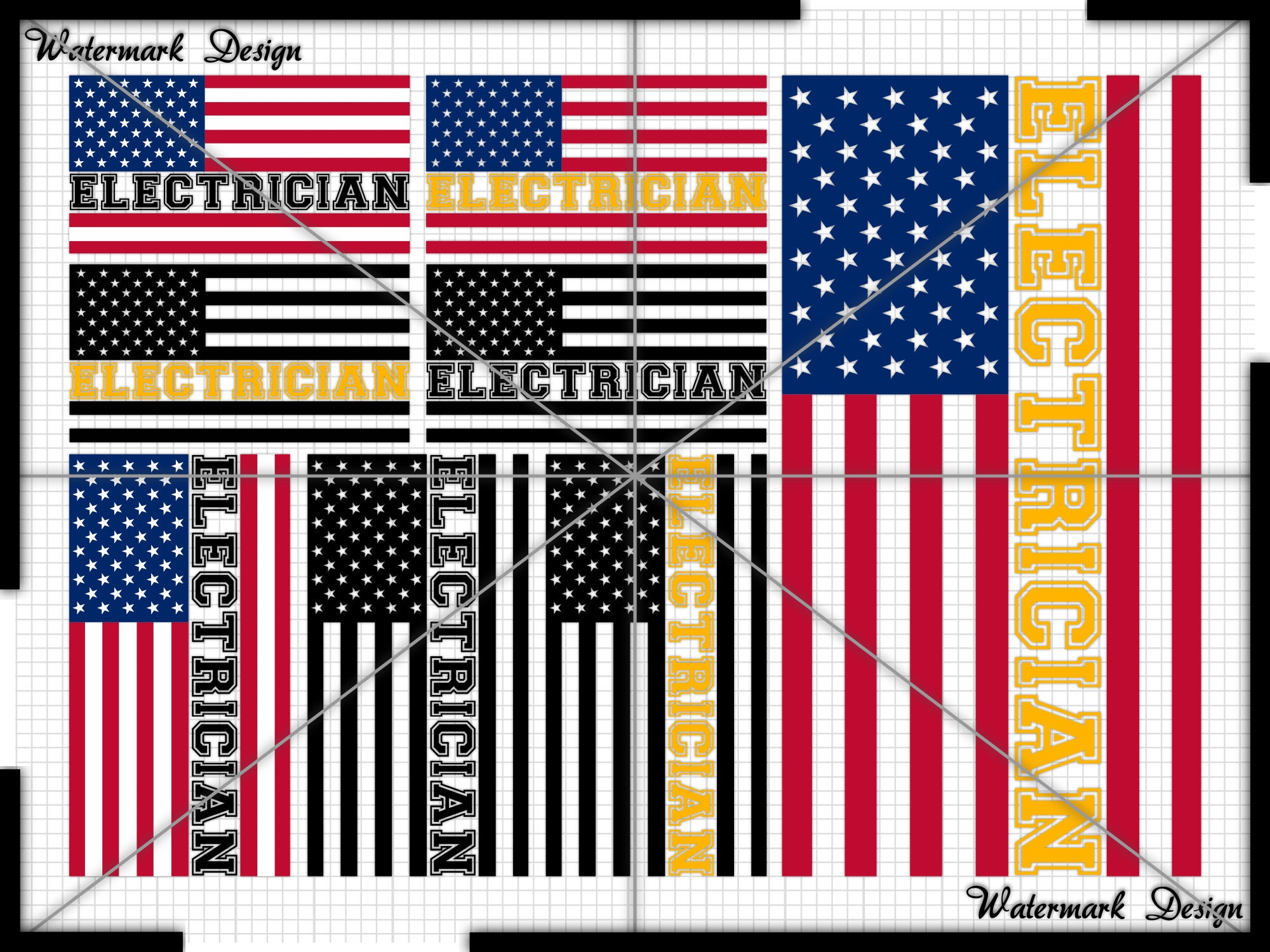 ELECTRICIAN Distressed Flag With ELECTRICIAN Word Design for Digital ...