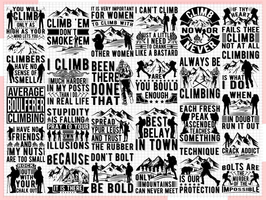 Climbing Design Bundle, Climbing Svg, Outdoor Adventure Svg, Rock ...