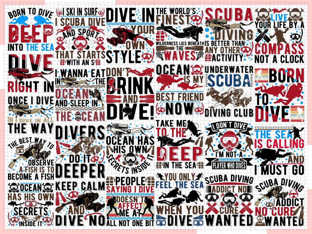 Scuba Diving Design Bundle, Underwater Svg, Scuba Dive SVG, Under Water ...