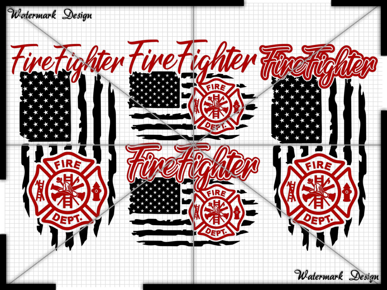 Fire Fighter Distressed Flag Logo Fire Fighter and Font Firefighter ...
