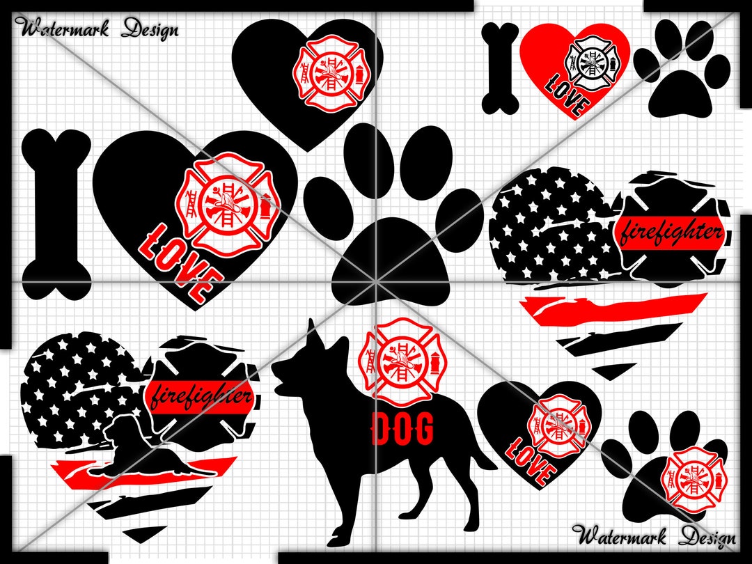 Fire Fighter of Dog Svg, Love Dog Firefighter Vector Clip Art Cut File ...