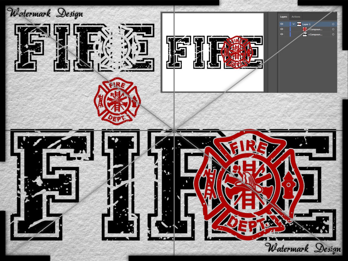 Fire Fighter Word FIRE With Firefighter Logo Design for Digital ...