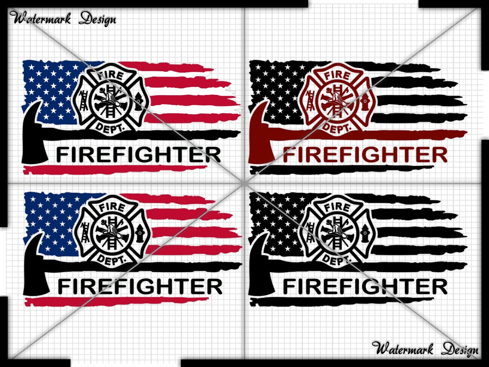 Fire Fighter Distressed Flag Logo Fire Fighter Background Axe - Etsy