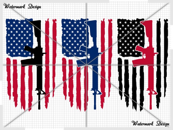 American Distressed Flag With AR15 American Flag Svg Bullet | Etsy