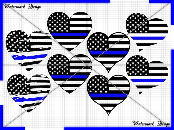 Heart US Flag Distress Police Thin Blue Matter Thin Blue - Etsy