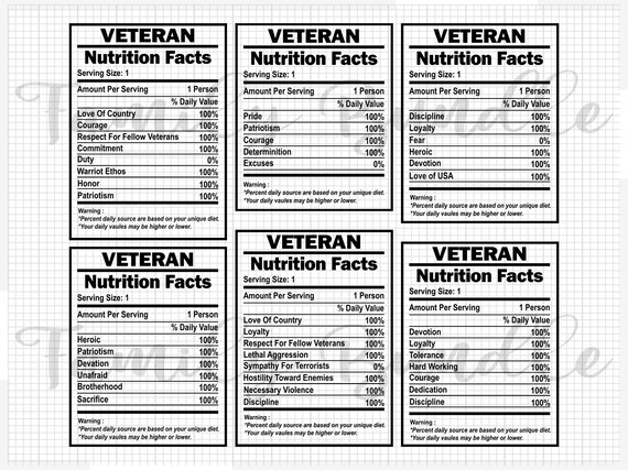 Veteran Nutrition Facts SVG Veteran Svg Veteran Funny Facts - Etsy