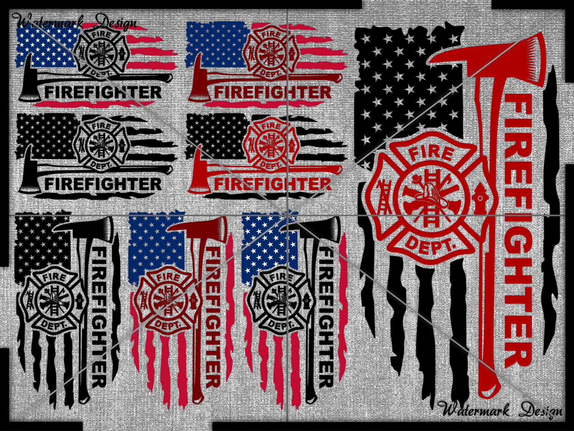 Fire Fighter Distressed Flag Logo Fire Fighter Background Axe - Etsy
