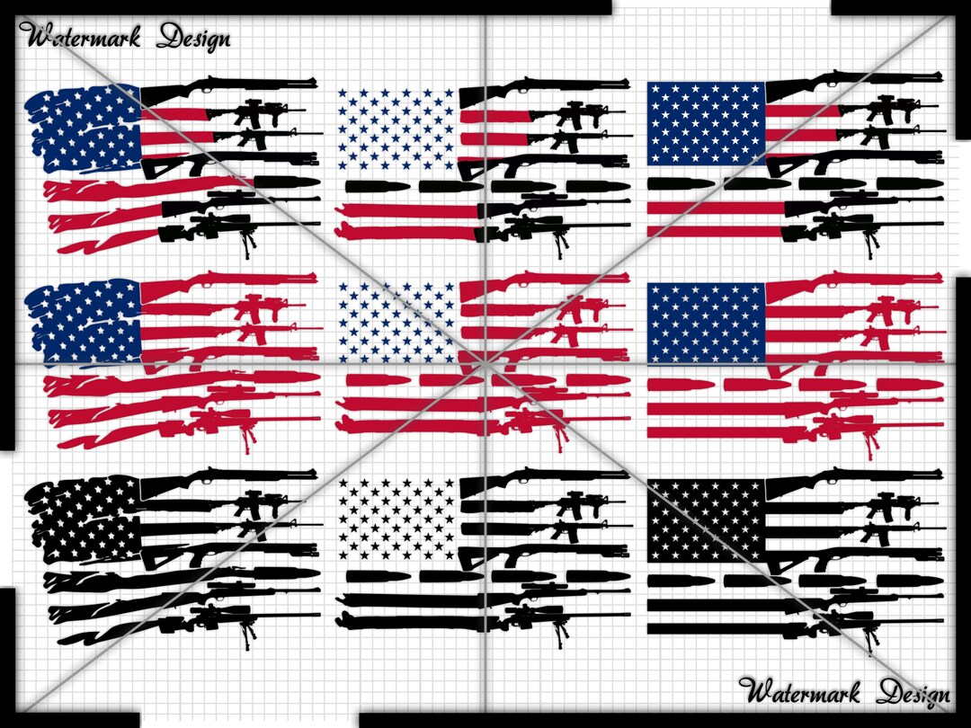 Gun Rifle Distressed Flag With Multi Gun Type Design for Digital ...